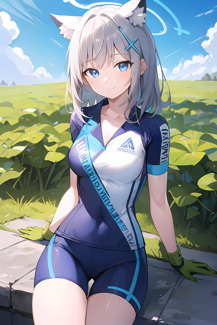 girl,Blue Archive,Sunaookami Shiroko,animal ears,cycling jersey,bike shorts, - 鈴木シロリ ...