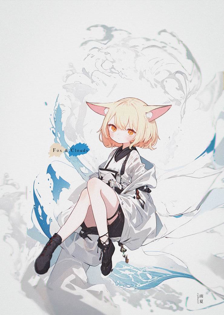 original,original,girl,creation,loli,young girl,illustration,beast ears,Japanese style,wind, - 雨 ...