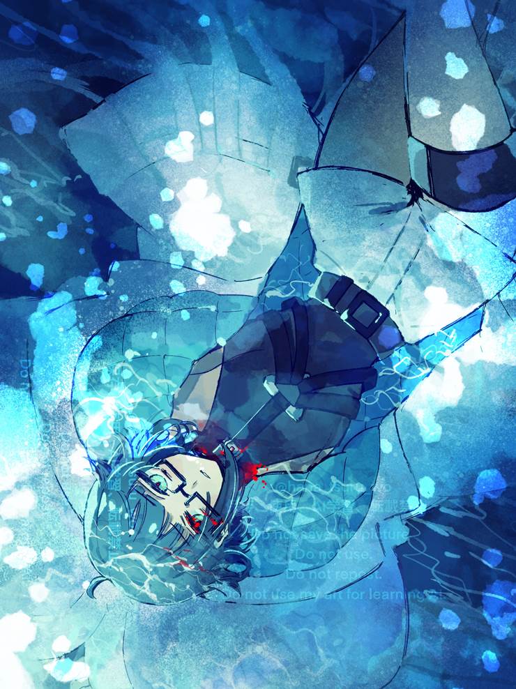 Skeb蓝色，毛茸茸的|插画师はなつるヲ/skeb的蓝色头发插画图片 | BoBoPic