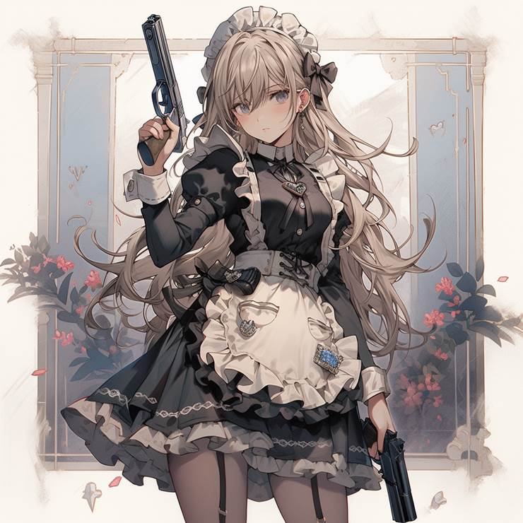 Gun女仆小姐|插画师猫工舰的AI绘图插画图片 | BoBoPic