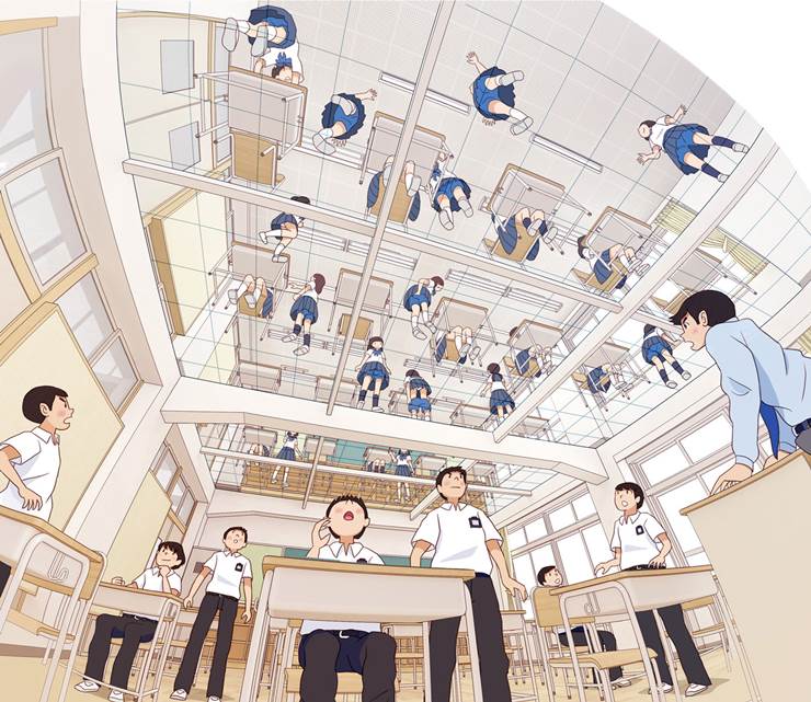 玻璃教室(已安装)|插画师KIYO的教室插画图片 | BoBoPic