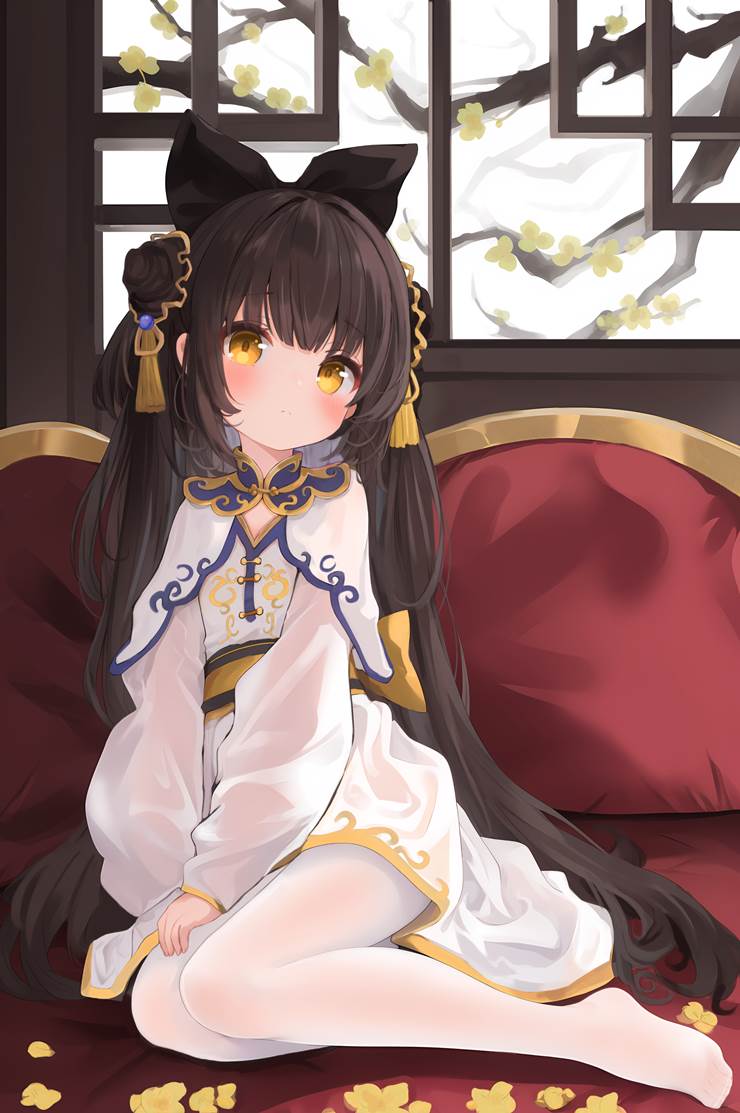loli,bewitching thighs,flat chest,girl,white tights,original,OC,cheongsam,cuteness is justice ...