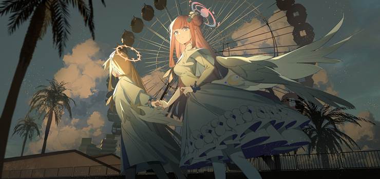 圣园ミカ×渚|插画师KULU的碧蓝档案插画图片 | BoBoPic