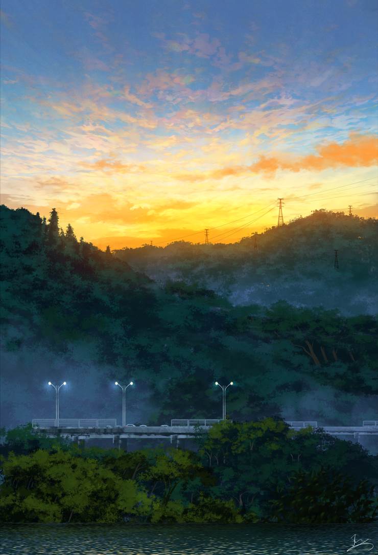 新作风景插画《夕阳的归途》|插画师画师JW的原创插画图片 | BoBoPic