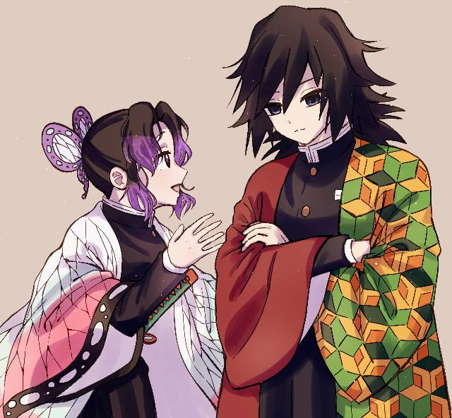 《鬼灭之刃》富冈义勇×‌蝴蝶忍（义勇×忍）超甜CP插画壁纸 | BoBoPic