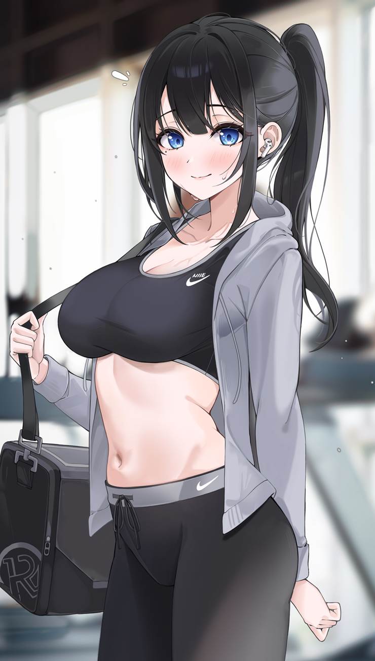 girl,original,bellybutton,breasts,ponytail,midriff,sports bra,original 5000+ bookmarks,sports ...
