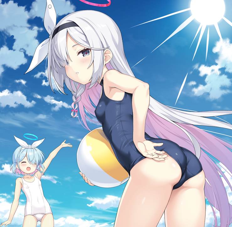 Blue Archive,Plana (Blue Archive),Alona (Blue Archive),heavenly ass,swimsuit,school swimsuit ...