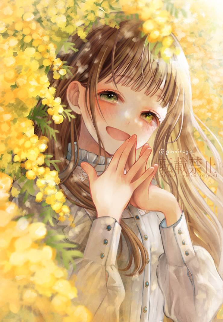 original,creation,girl,young girl,flowers and girls,Mimosa,Original 300+ bookmarks, - ぎんいろ ...