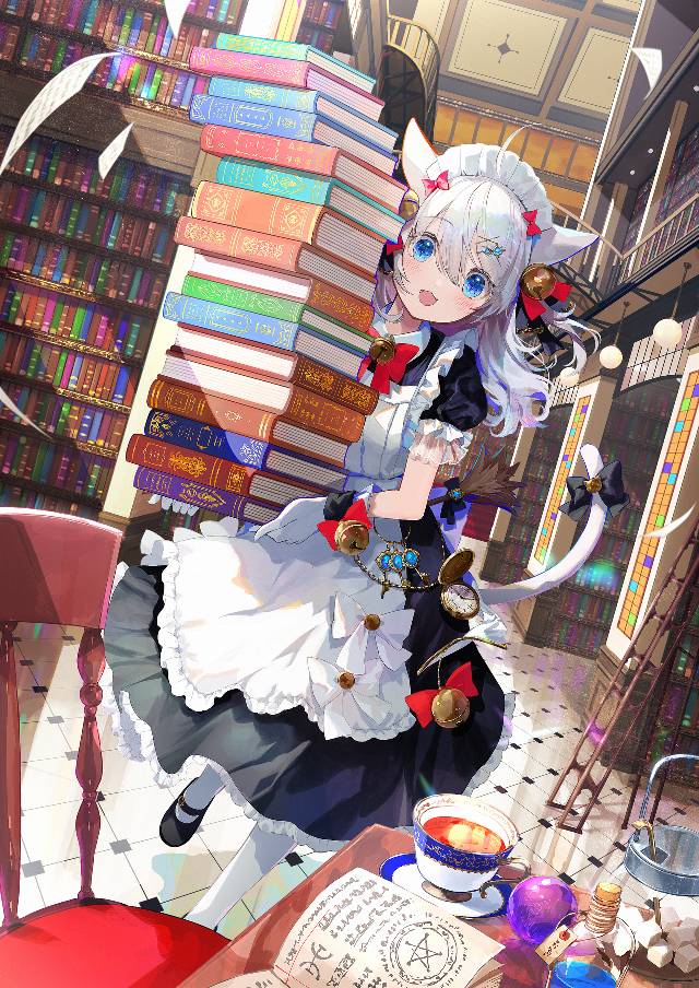 女孩子,原创,白发,young girl,cat ears,女仆,原创, - ねぎまぷりん'illustration - PixivBox