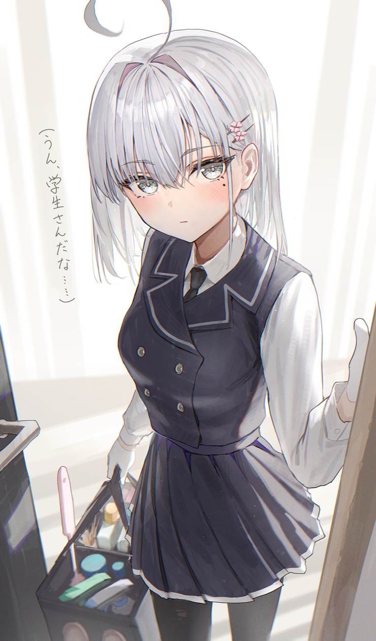 original,uniform,white hair,girl,original 3000+ bookmarks, - ひづるめ(Hidzzz)'illustration - PixivBox