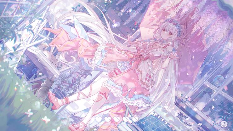 girl,requested illustration,white hair,cat ears,red eyes,umbrella, - 梅原生（せい）'illustration - PixivBox