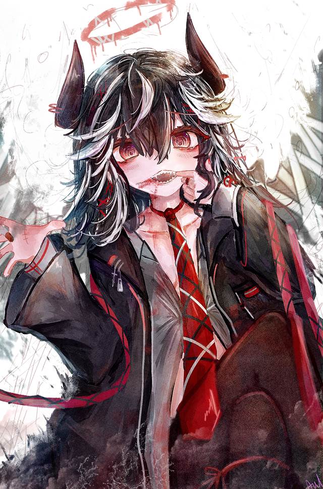 原创,horn,blood,恶魔,羽翼, - ̶A̶1̶u̶'illustration - PixivBox