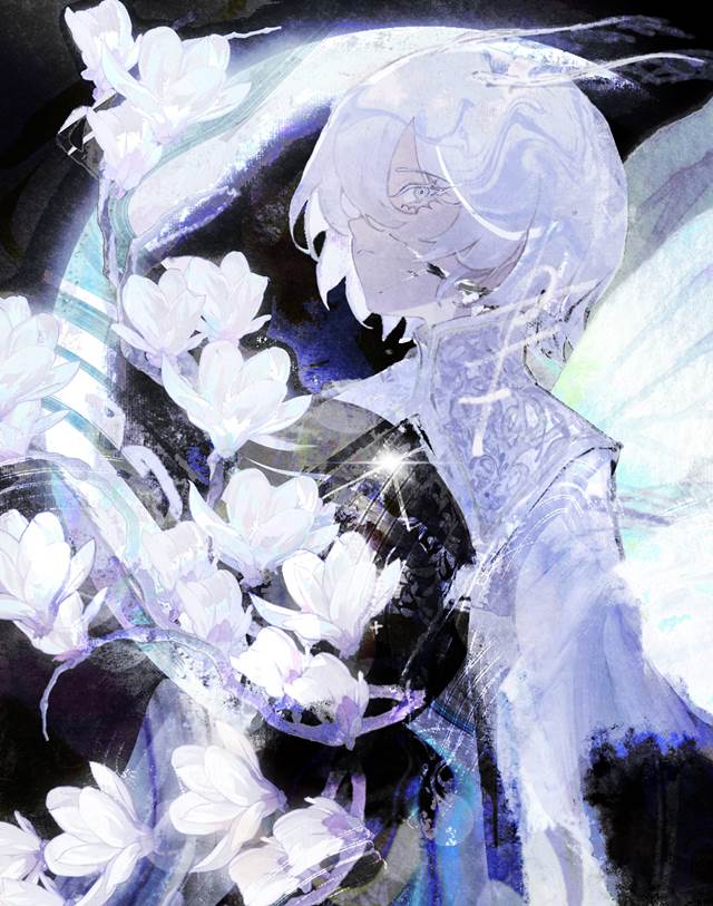 moon,white hair,creation,original, - はむメロン'illustration - PixivBox