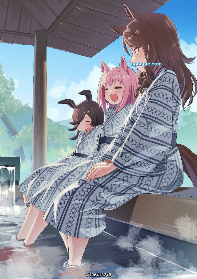 赛马娘Pretty Derby,马娘,Haru Urara (Uma Musume),米浴（赛马娘）,King Halo (Uma Musume),foot bath, - ふりーりぃ ...