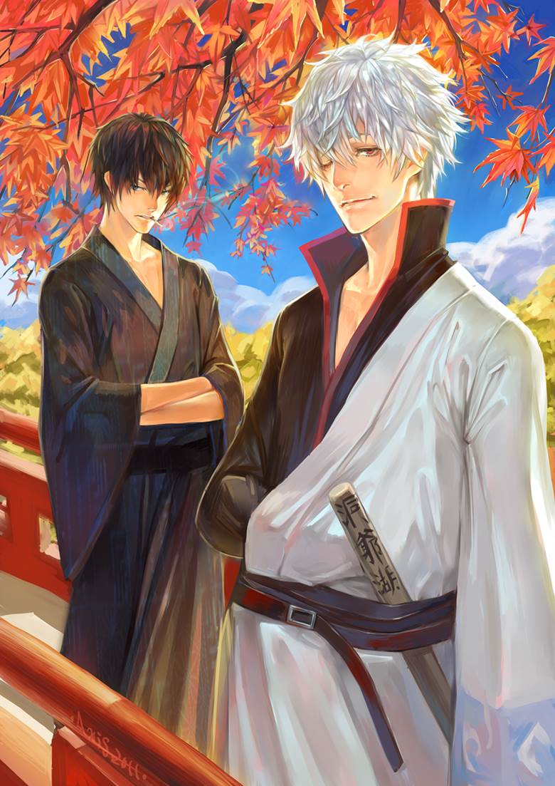 银魂,坂田银时,Toushirou Hijikata,autumn, - .Axis.'illustration - PixivBox