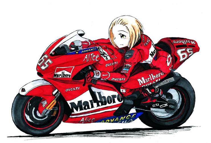 帅气的杜卡迪摩托车pixiv插画图片 | BoBoPic