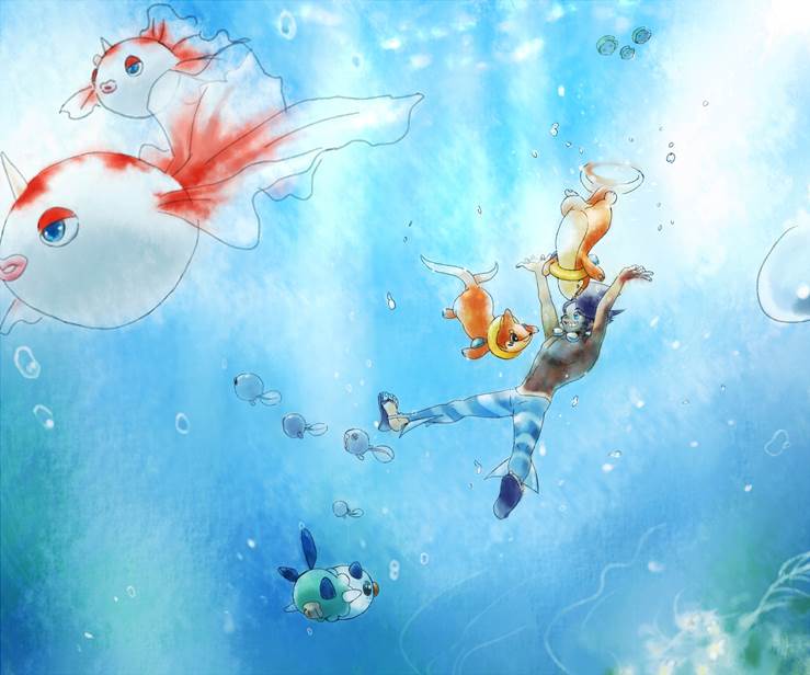 关都#0118金鱼宝可梦，角金鱼(トサキント)插画图片 | BoBoPic