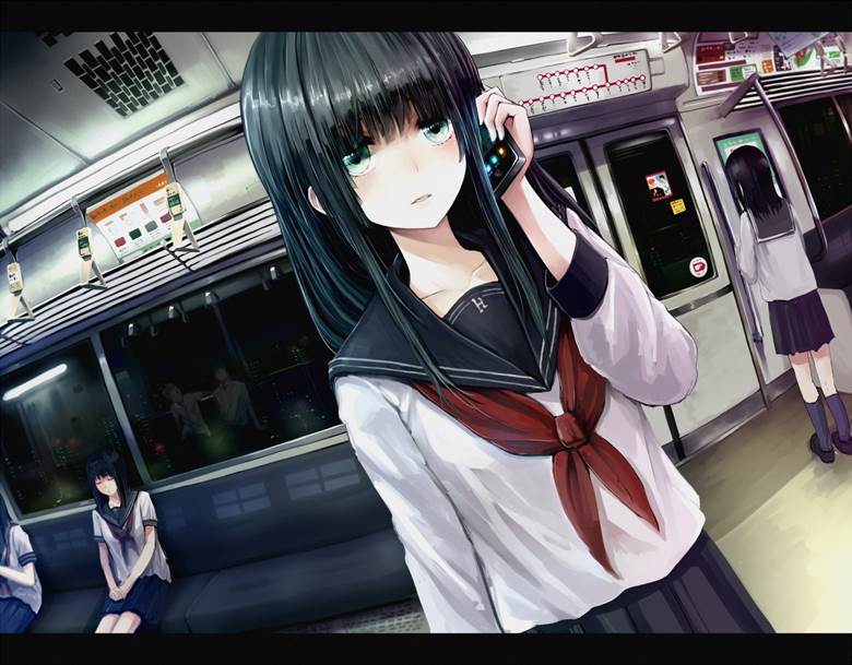 Mobile phone Dependence|hanamuke的水手服JK短裙少女插画图片 | BoBoPic