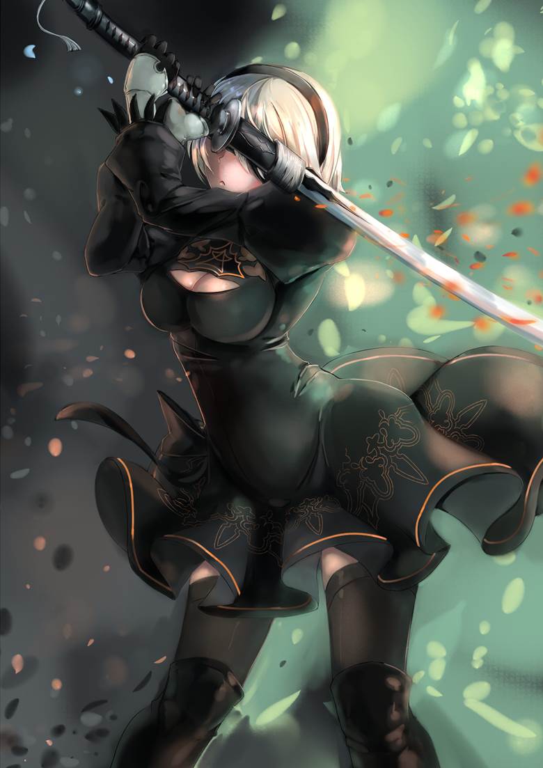Nier-2B|插画师-=-的尤尔哈2号B型插画图片 | BoBoPic