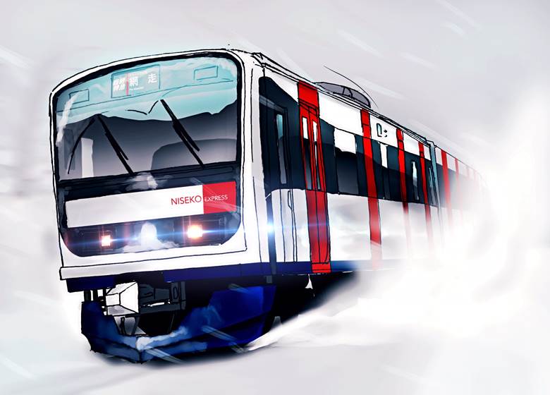 雪原特急209|びわこまち209的电车风景插画图片 | BoBoPic
