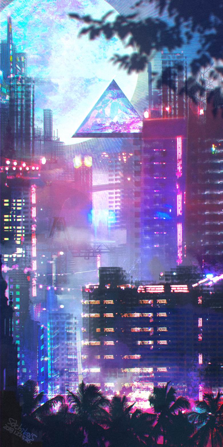 Night city scenery making|sachiko15的pixiv奇幻风景插画图片 | BoBoPic