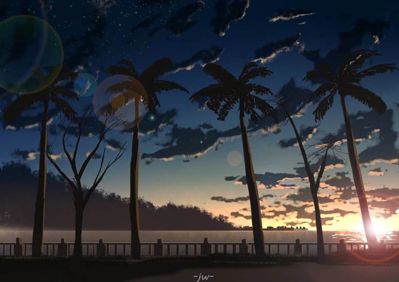 海边街|画师JW的风景壁纸插画图片 | BoBoPic