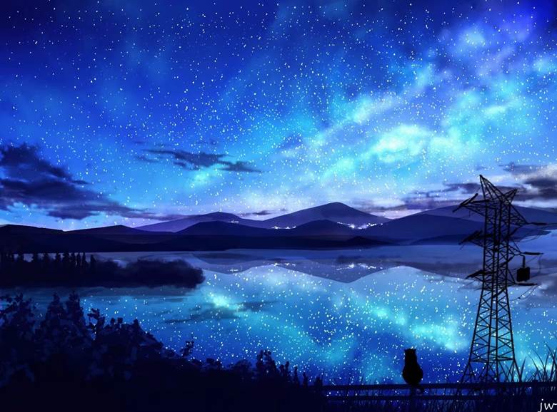 星空的猫|画师JW的天空插画图片 | BoBoPic