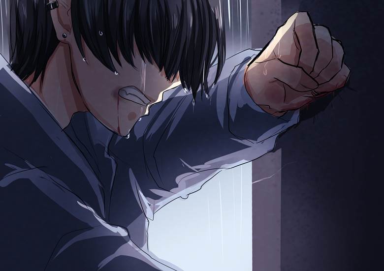 悔しさに泪流して（軽い流血表现あり）|黒Kuro的哭泣人物插画图片 | BoBoPic
