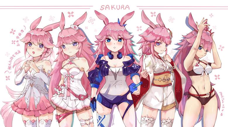 八重樱（Yae Sakura)五等分的嘤嘤嘤|Milktea的崩坏3插画图片 | BoBoPic