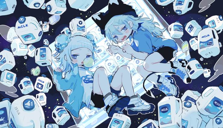 Milky Way|插画师cotono的口香糖泡泡女孩插画图片 | BoBoPic