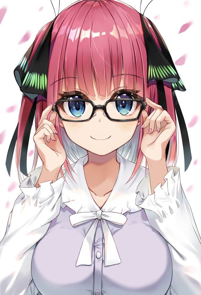 眼镜二乃|黑/Kuro的蝴蝶结少女插画图片 | BoBoPic