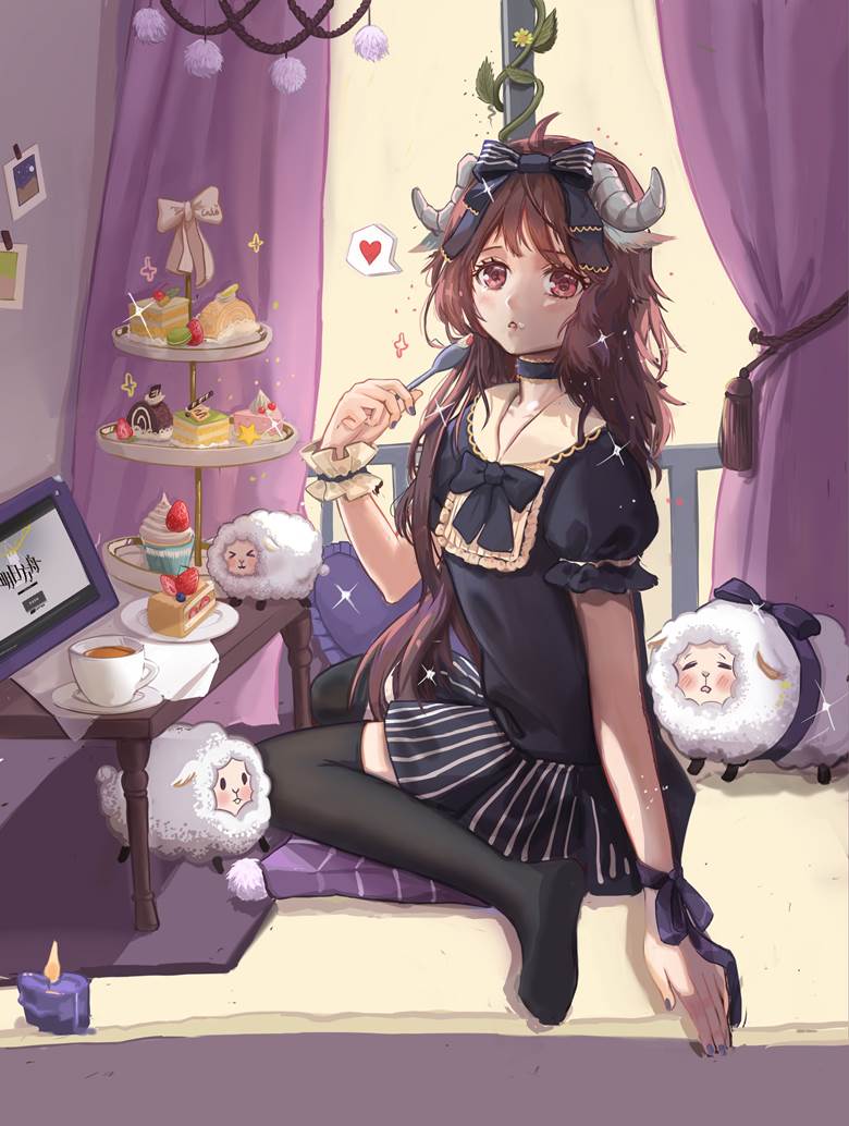 Afternoon tea for sheep|bird居的蛋糕与人物的插画图片 | BoBoPic