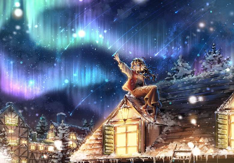 Norwegian aurora|Menna的下雪插画图片 | BoBoPic