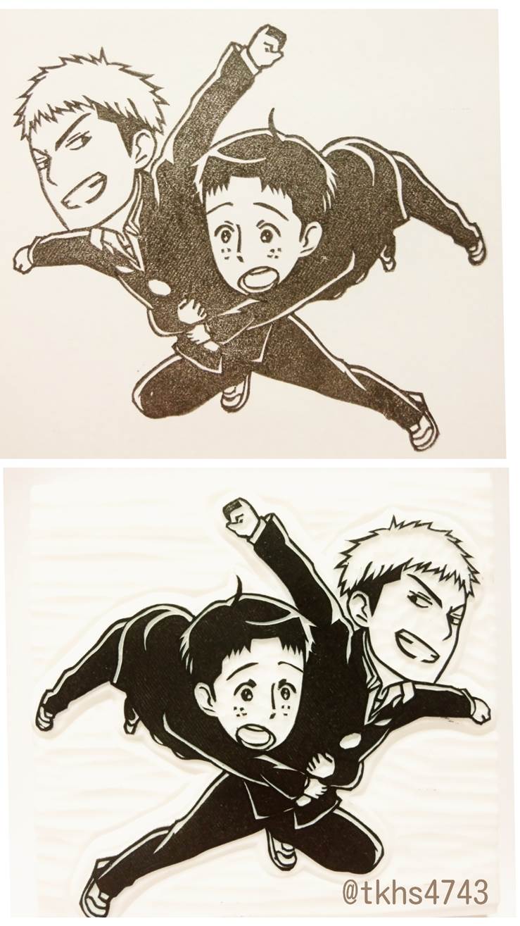 消除总结7进击|插画师タカハシ的手工橡皮章插画图片 | BoBoPic