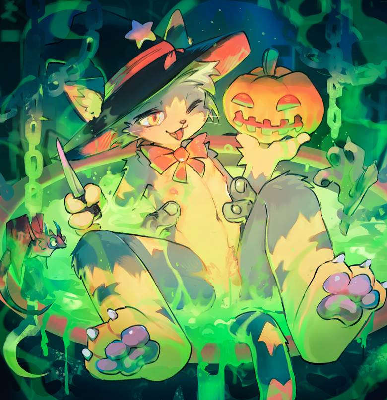 南瓜炖猫汤|KIYO的万圣节插画图片 | BoBoPic