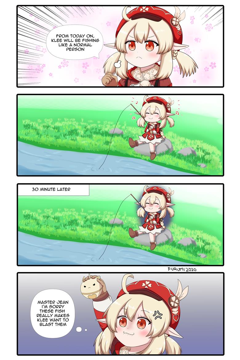 Klee wants to fish like a normal|KeitaNaruzawa的可莉插画图片 | BoBoPic