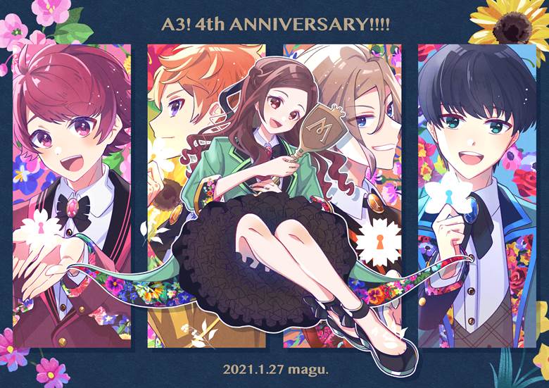 エースリー4周年|まぐ的A3!满开剧团插画图片 | BoBoPic