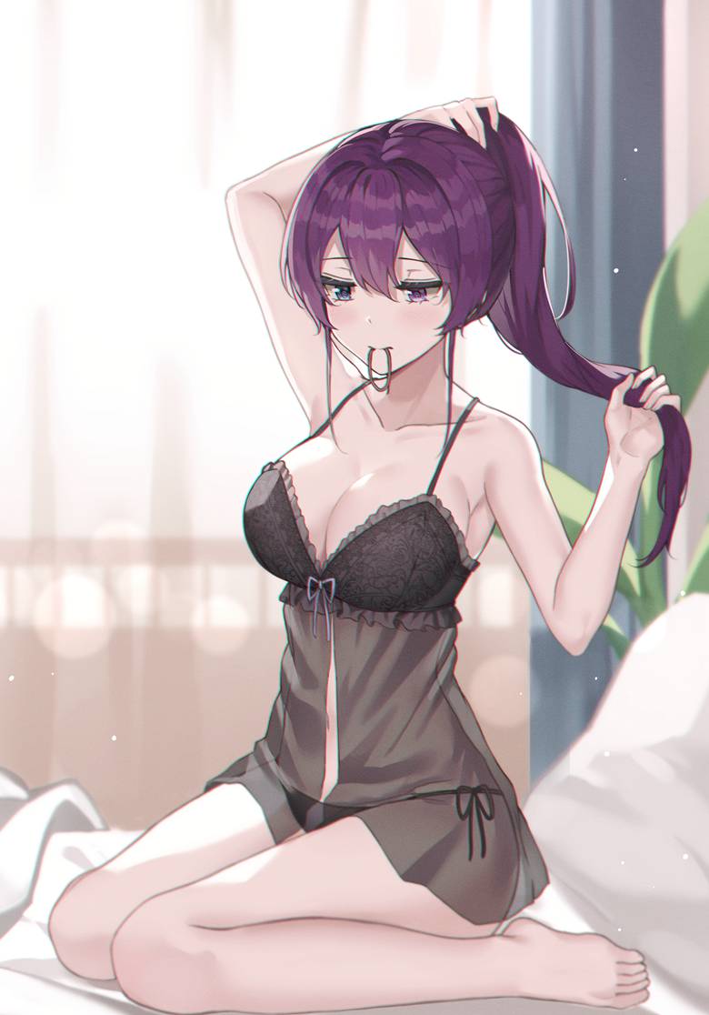 身穿性感内衣的美少女插画图片 | BoBoPic