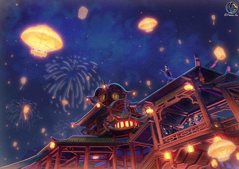 每个人的想法|插画师Free_Ge的海灯祭插画图片 | BoBoPic