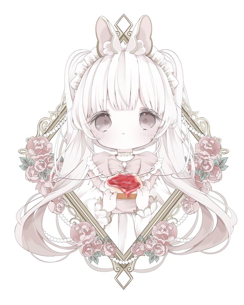 original,creation,girl,frills,white hair,rabbit,white,twin ponytails,Original 500+ bookmarks ...