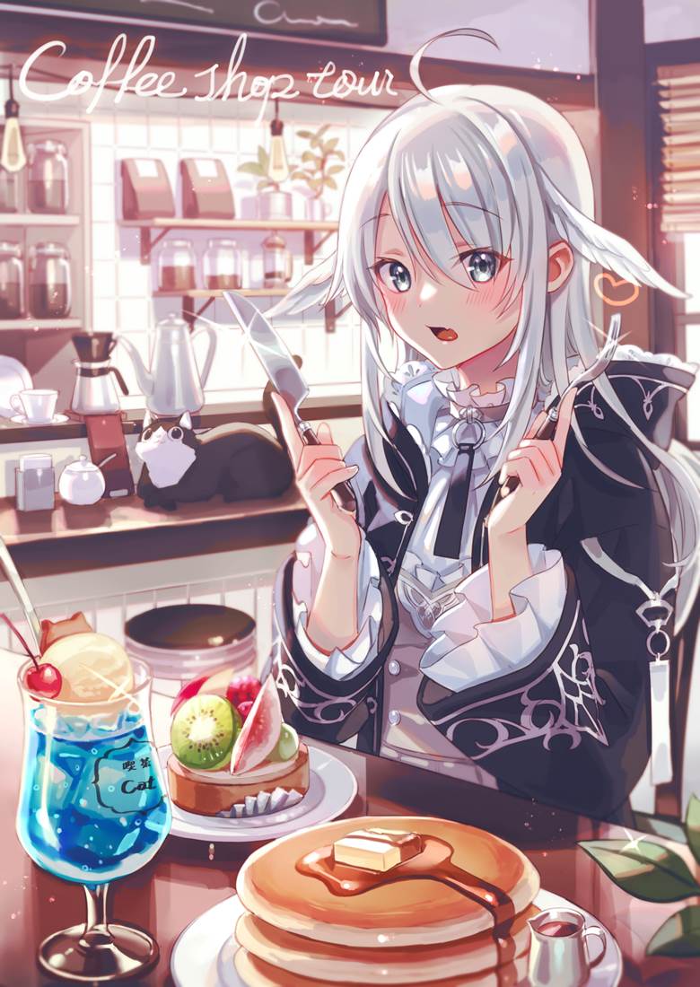 见习い天使の吸茶店巡り|*zoff的蛋糕与人物的插画图片 | BoBoPic