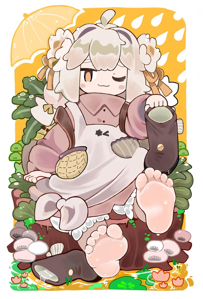 赤脚闷茶子的脚底插画图片 Bobopic