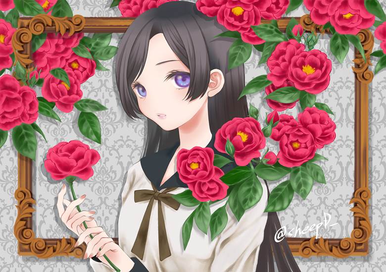 华で彩る|sheepD的水手服少女插画图片 | BoBoPic