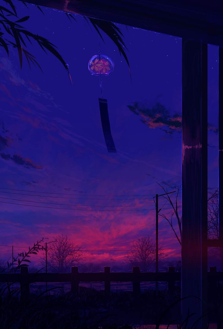 夏の夜の夕烧け云|画师JW的风景插画图片 | BoBoPic