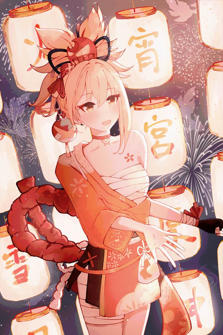 宵宫|Hinaヒナ的焰火风景插画图片 | BoBoPic