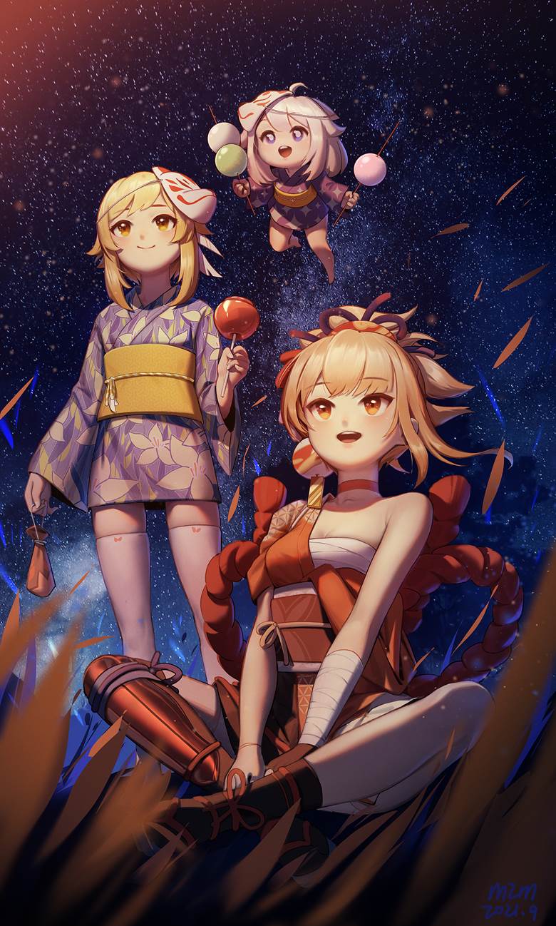 宵宫|插画师M2M的派蒙原神插画图片 | BoBoPic