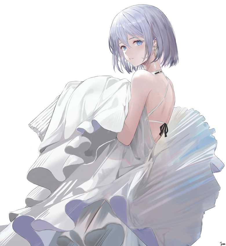 girl,young girl,white,original,white hair,creation, - fztt'illustration - PixivBox