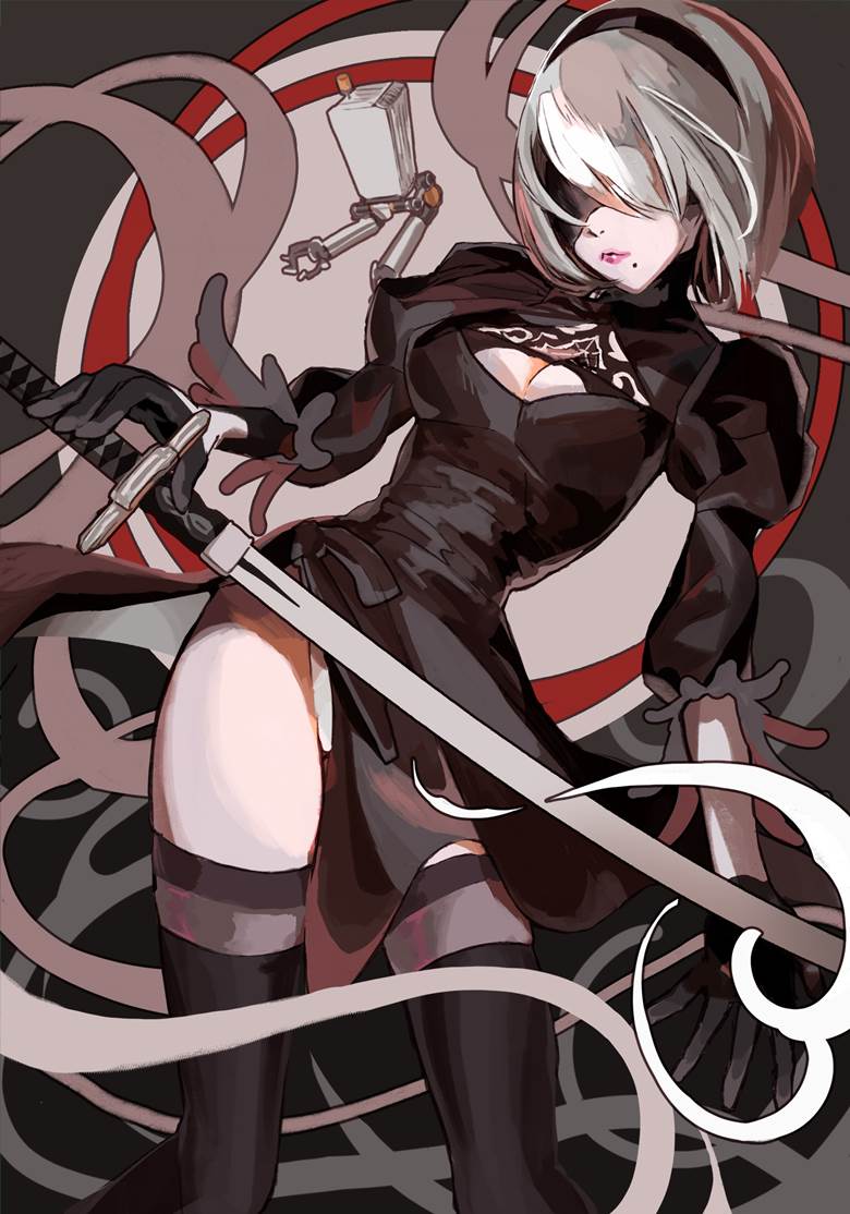 2b 不，2b。|插画师oyuki的尤尔哈2号B型插画图片 | BoBoPic