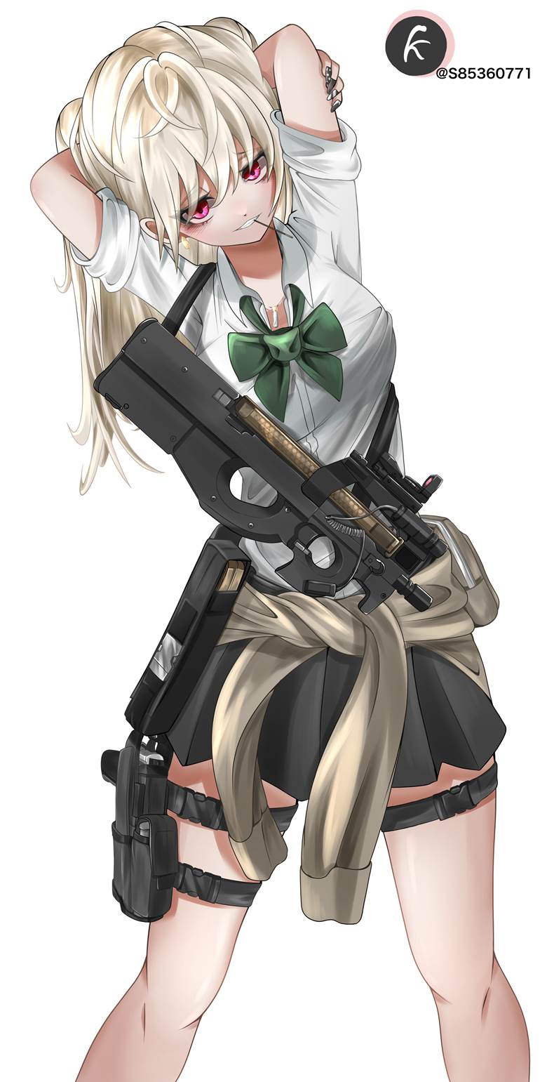 武装辣妹(完成)|插画师かずき的武装JK少女插画图片 | BoBoPic