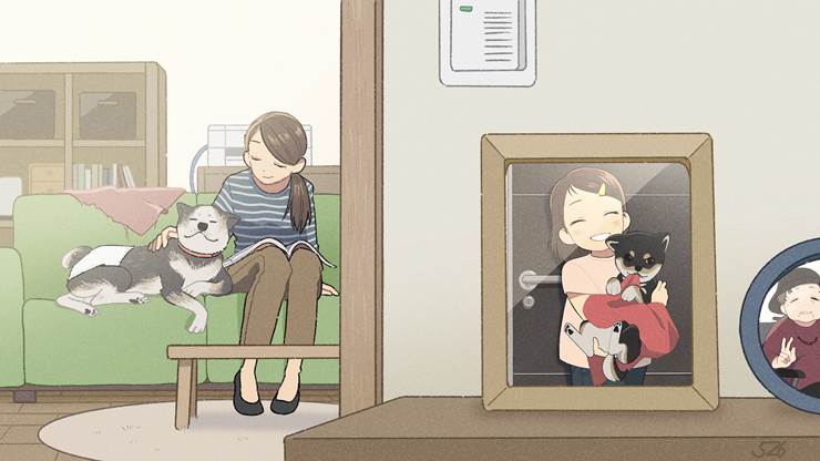 不变的一天|插画师526的狗和女孩插画图片 | BoBoPic